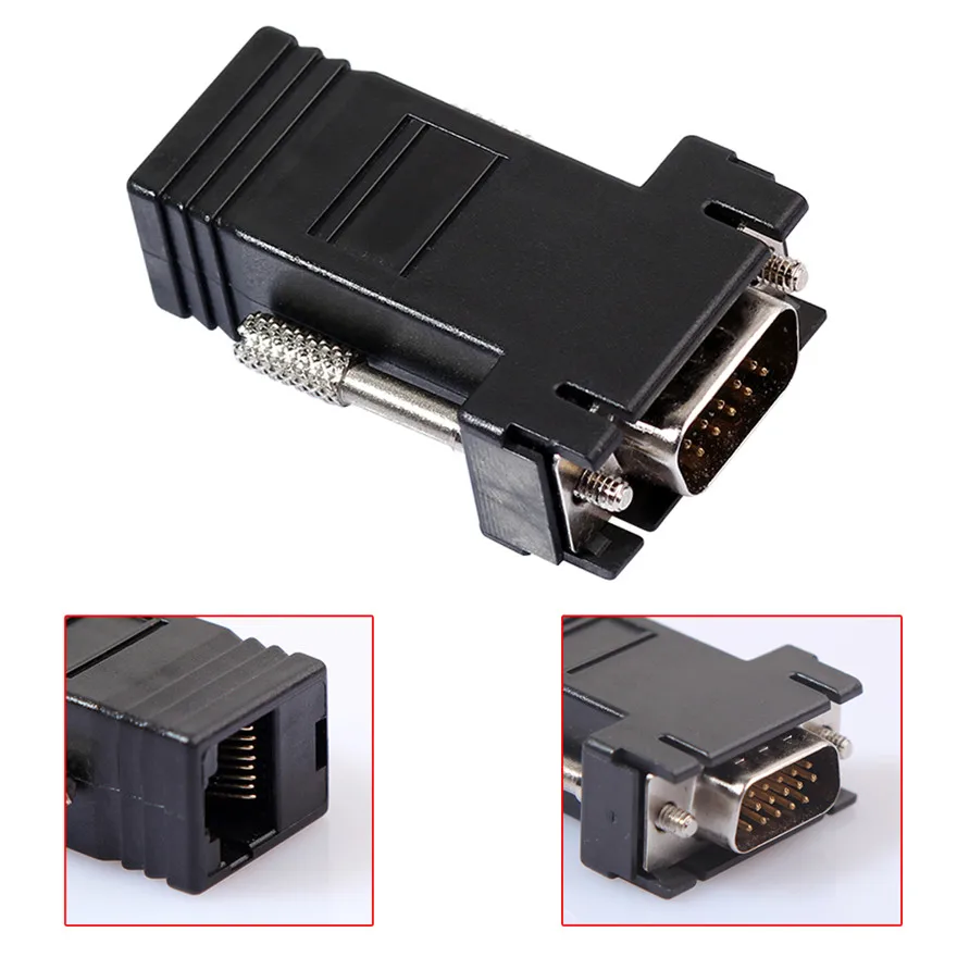 VGA Extender Female/Male to Lan Cat5 Cat5e/6 RJ45 Ethernet Female ...