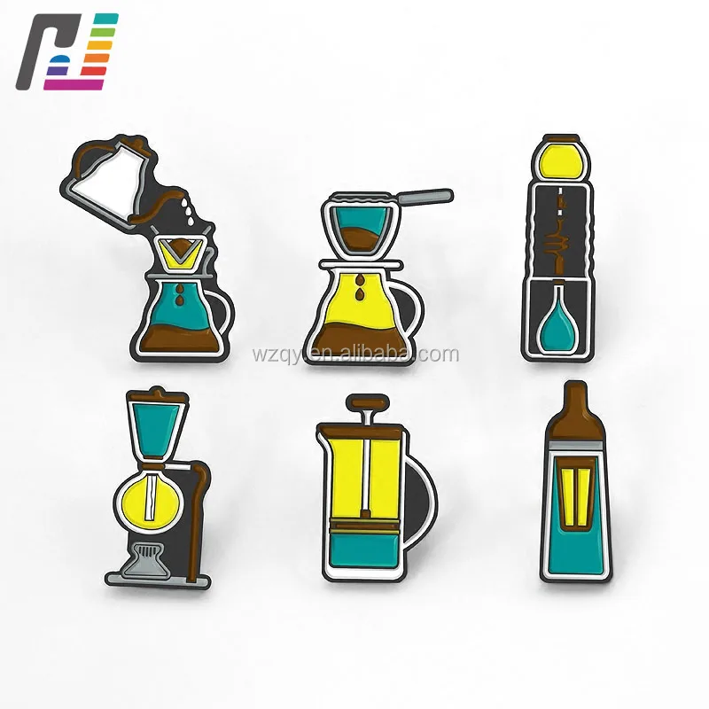Custom Creative Coffee Barista Badges Metal Soft Enamel Lapel Pins ...