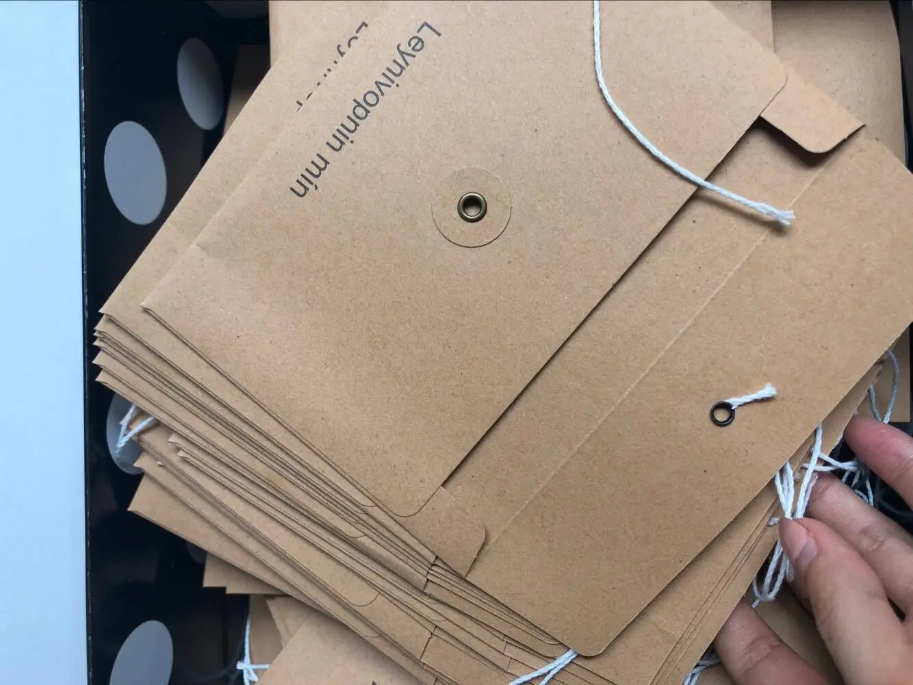 Brown Kraft Cardboard Paper Folder Pocket Button String Closure ...