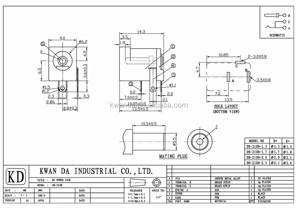 0.3a 30vdc 2.0mm 2.5mm Mini Dc Power Jack - Buy 2.0mm Dc Power Jack,2 ...