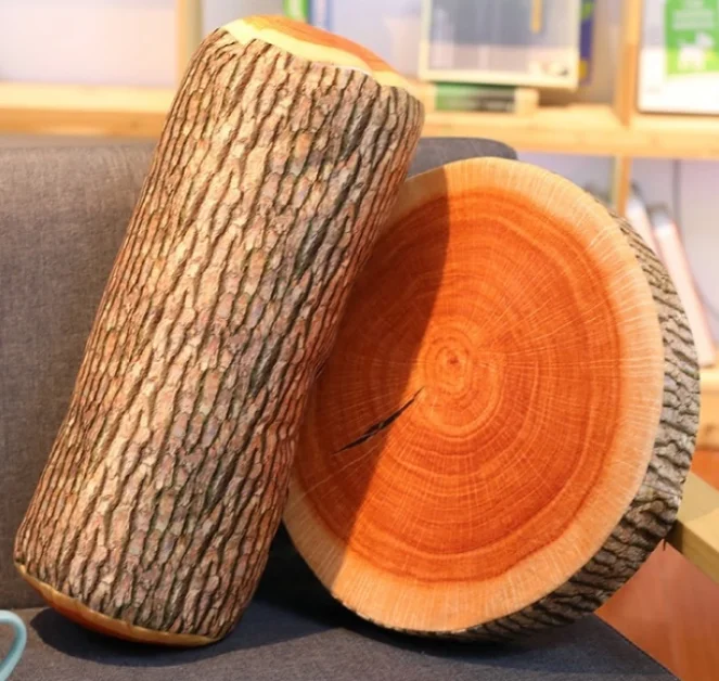 Wood Design Stump Plush Soft Pillow Cushion Comfortable Head Neck ...