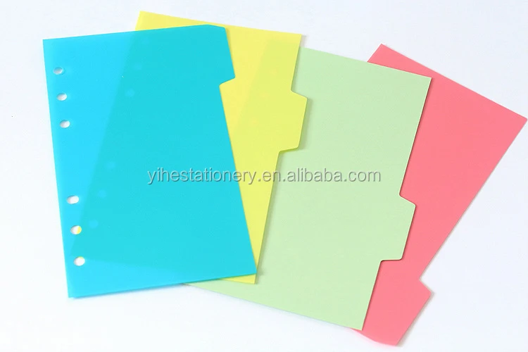 A5 /a6 Pp Pur Color Index Page 4 Sheets/set 6 Rings Binder Divider Page ...