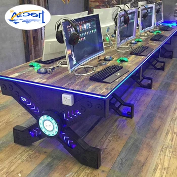 Internet Cafe Desk Double Computer Table For Cyber Cafe Bar Side ...