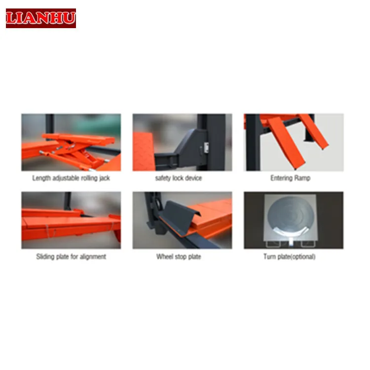 Four Post Car Lift with Rolling Jack - 4000kg Capacity