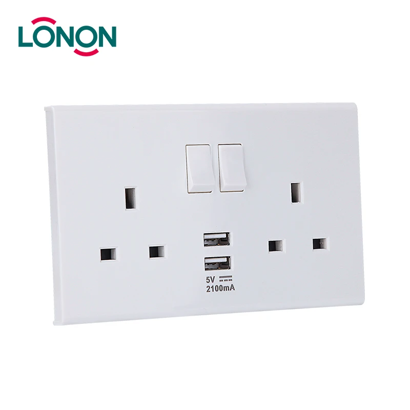 13a Wall Switch Socket Outlet Twin Uk 13amp Universal Socket Switch ...