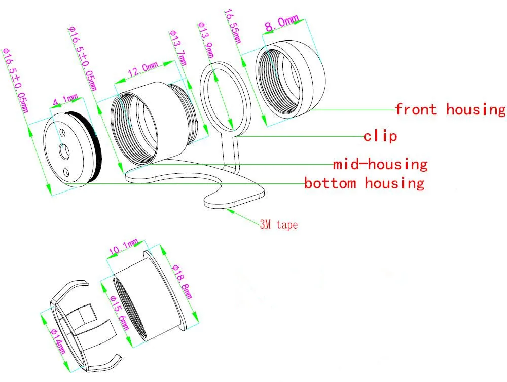 Waterproof Infrared Front Car Bumper Camera With 18.5 Mm - Buy Car ...