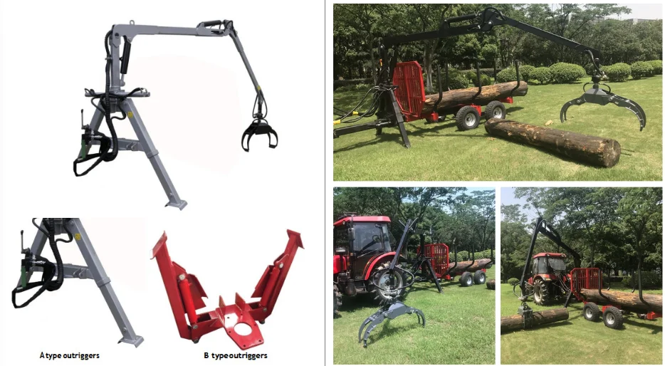Tractor Mounted Timber Grapple Log Crane - 300 Lifting Capacity