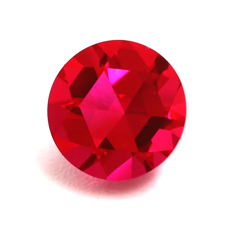 High Quality Lab Created Wholesale Price Synthetic Ruby Round Shape Brilliant Cut Loose Gemstone ...