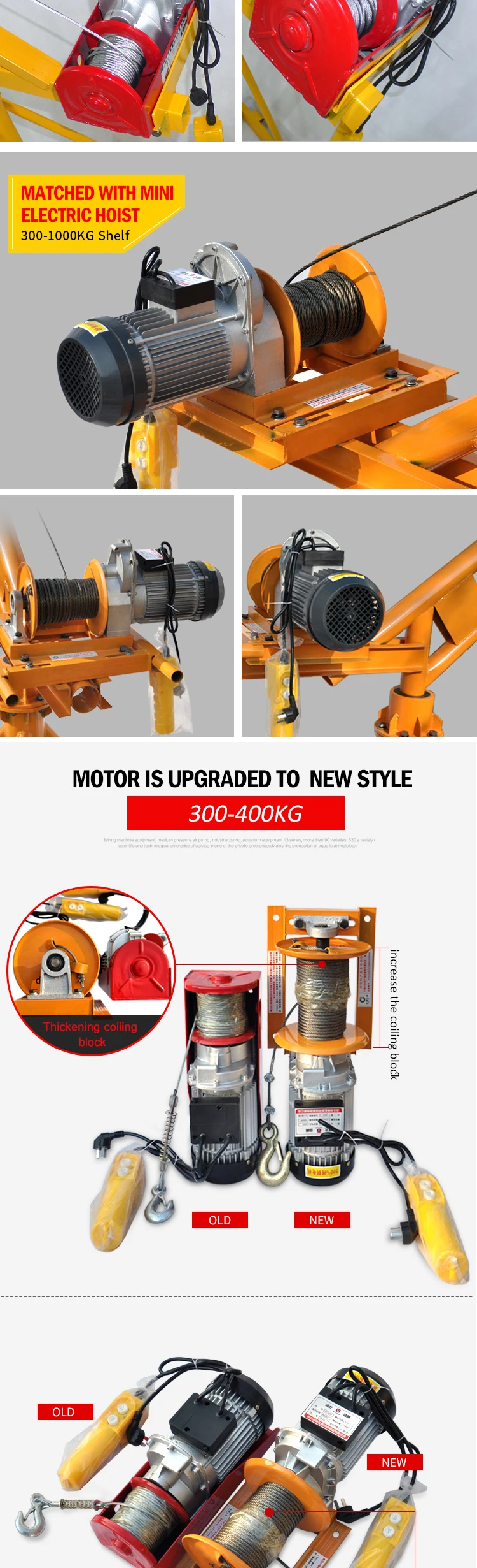 200kg 300kg 500kg 800kg 1000kg Hand Operation Mini Crane Portable Small Lift Floor Crane with ...