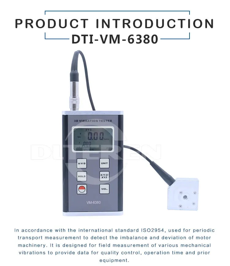 Vm 6380 Digital Piezoelectric Accelerometer 3 Axis Vibration Meter