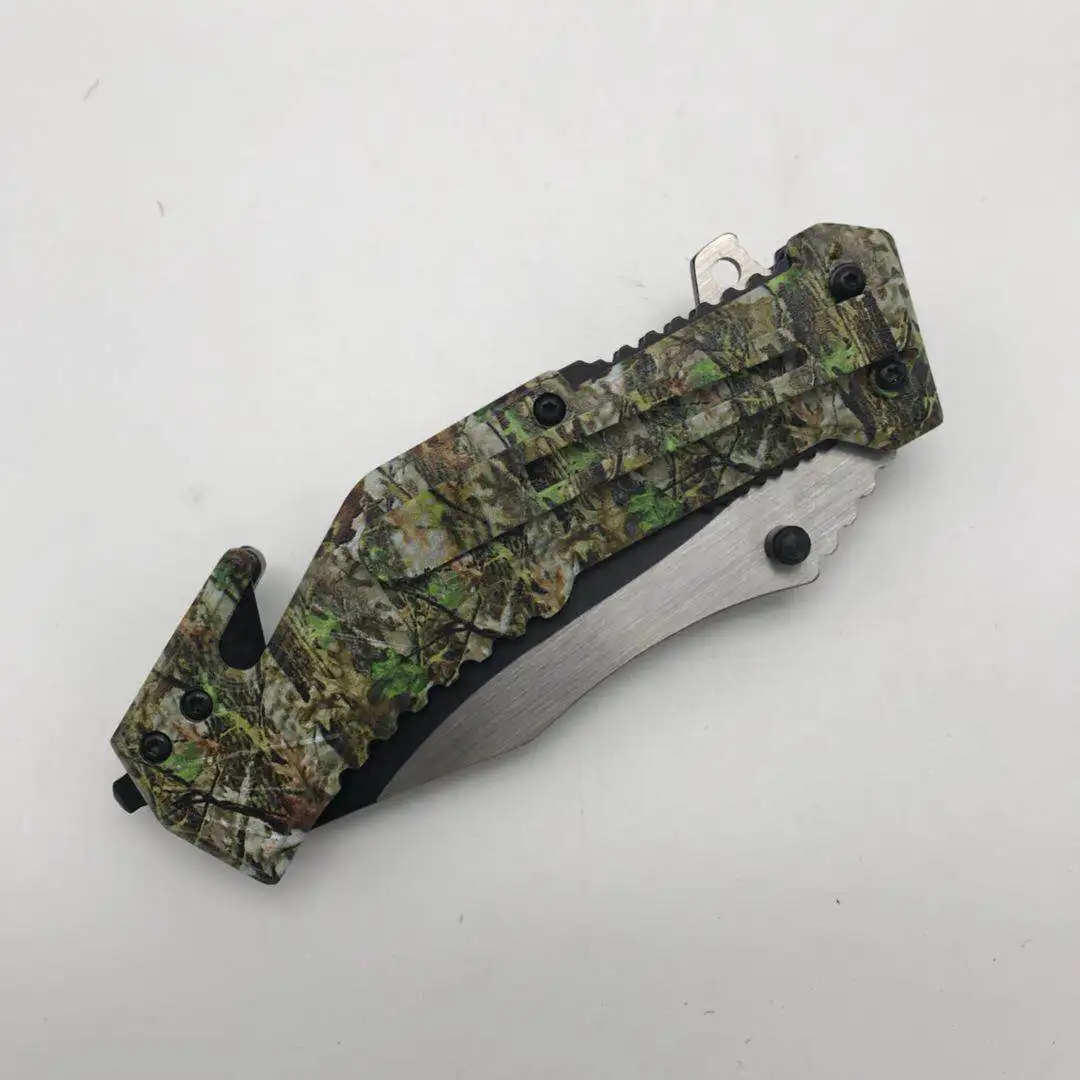 Side Lock CAMO Tactical Survival Pocket Knife with LED