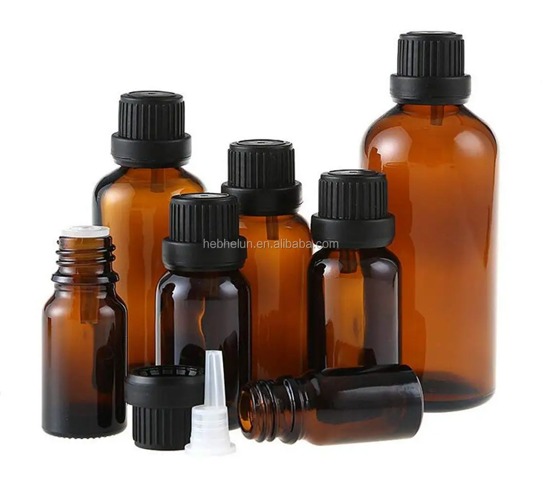Helun Screen Printing Amber Glass Essential Oil Bottles With Tamper ...