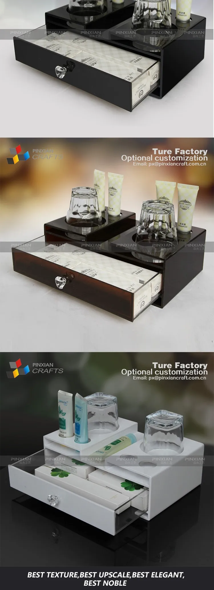 Custom Acrylic Hotel Supplies Consumables Case Storage Bin Toiletries ...