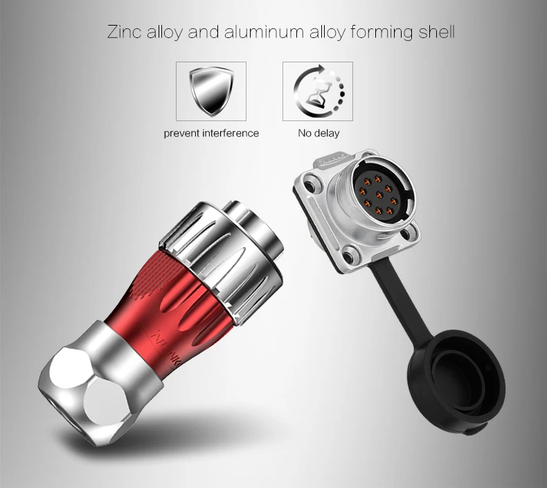 CNLINKO led cable 9 pin connector IP67 Waterproof electrical socket ...