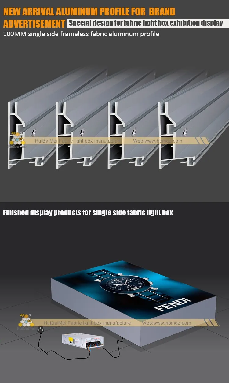 Thickened Frameless Aluminium Profile Led Backlit Fabric Picture Frame ...