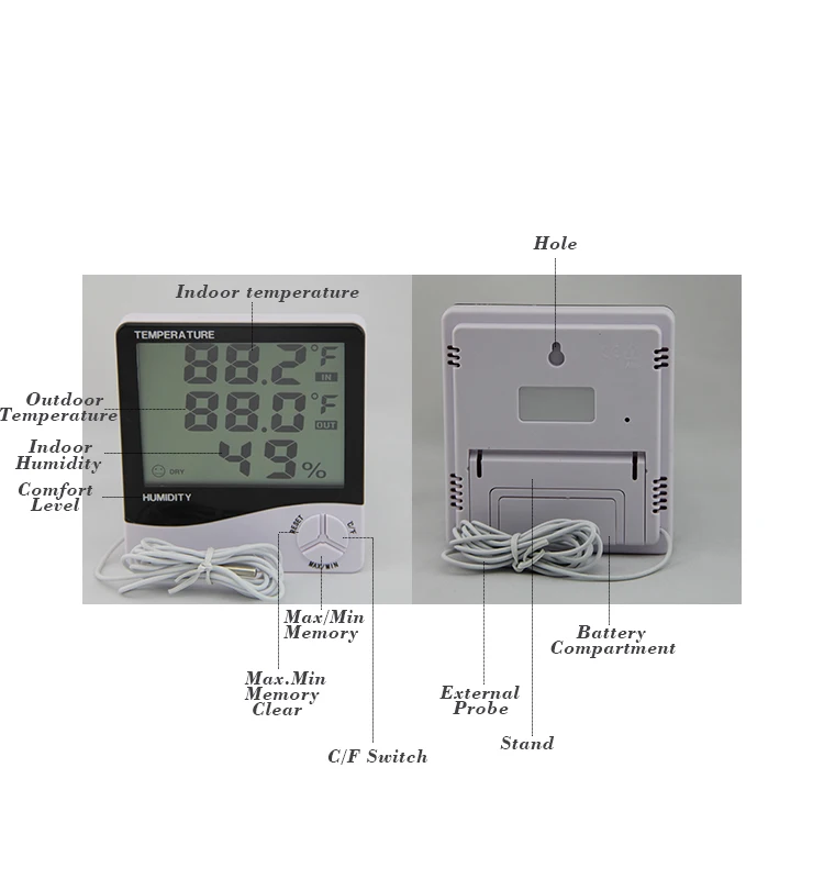 Digital Lcd Display Hygrometer Thermometer Laboratory Warehouse ...