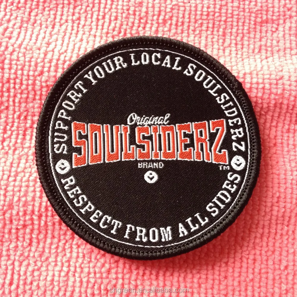 Brand logo Fabric Woven Label Badge,round logo Design Garment Woven ...