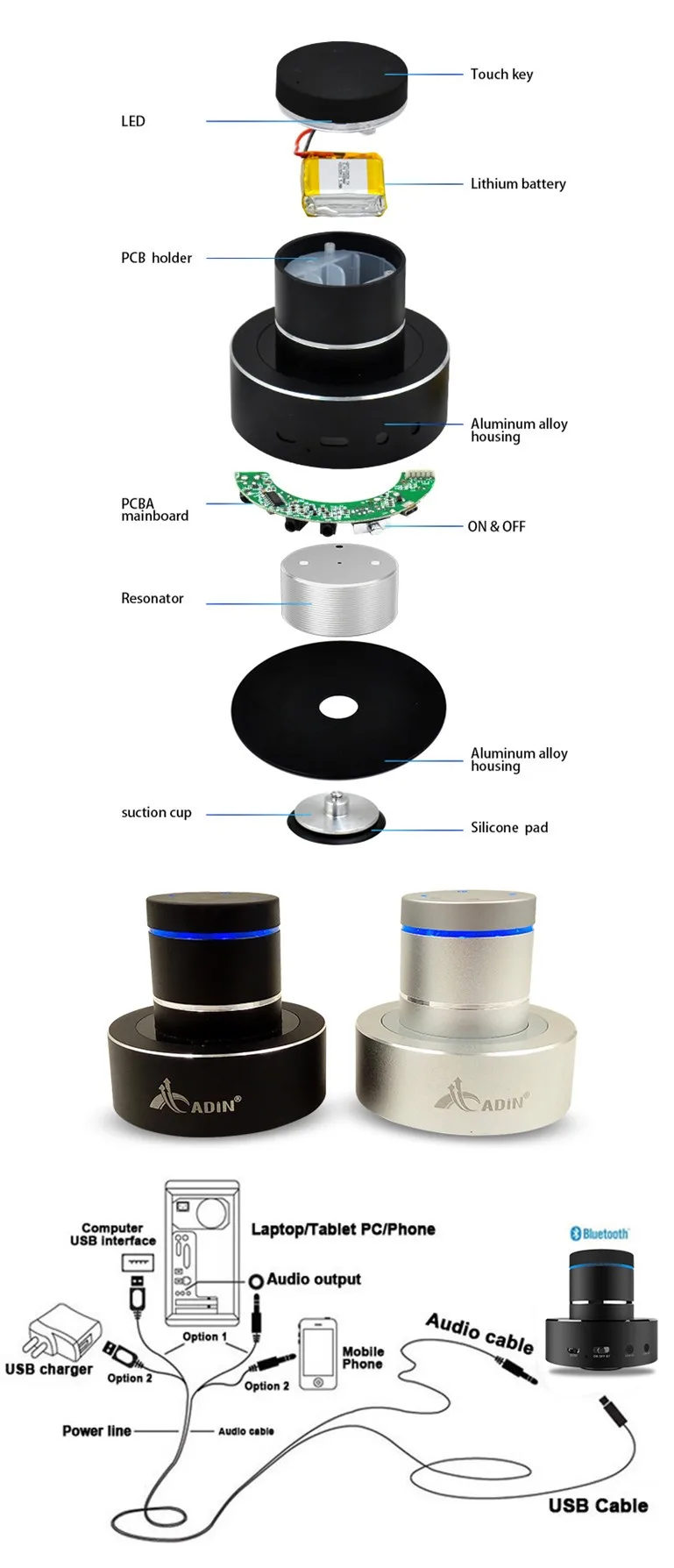 Hifi bass power pod 360-altavoz con vibración, dispositivos de revisión ...