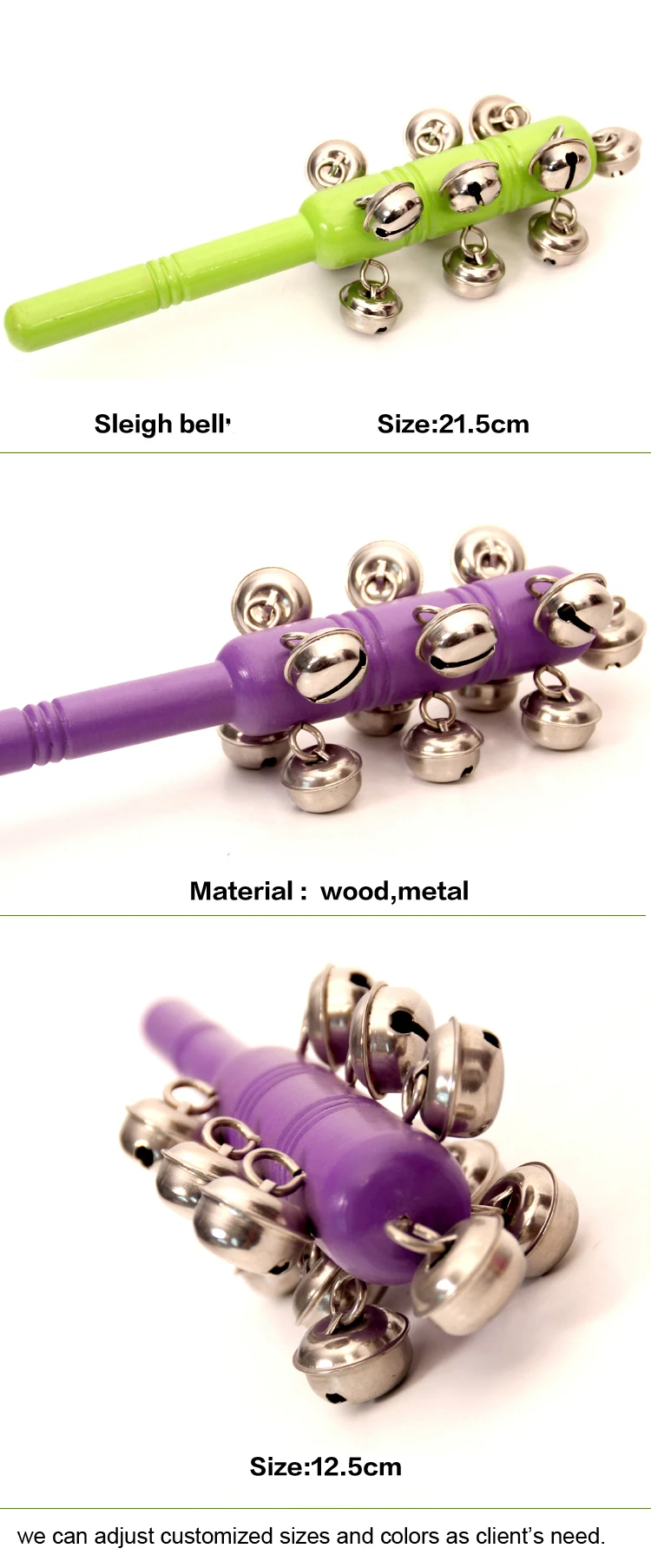 Wooden Stick 13 Jingle Bells Hand Shake Baby Bell Instrument - Buy Baby ...