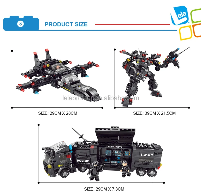 Lele Brother Police Command Car Transform Robot Helicopter Toys Kids ...