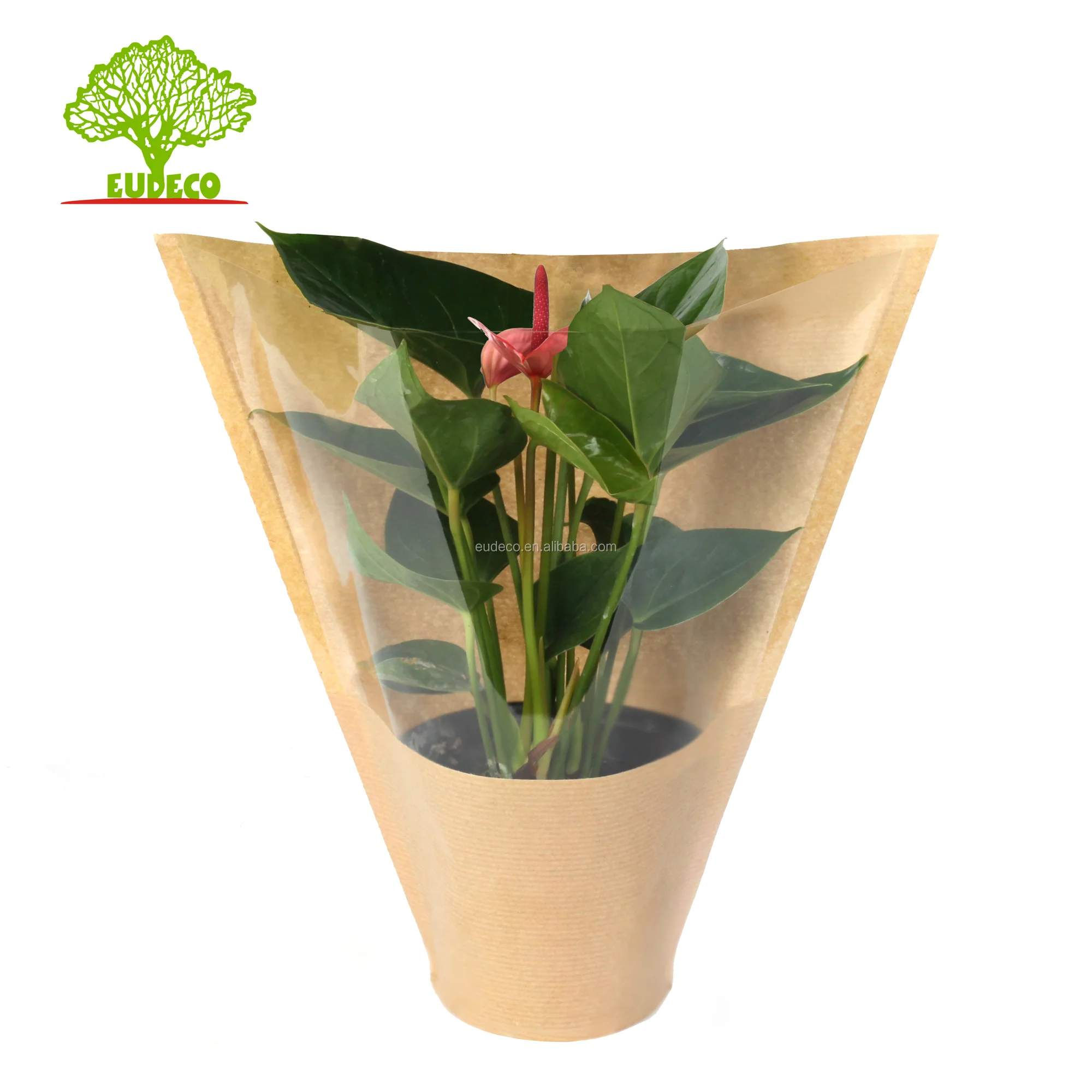 Clear Bopp Transparent Fresh Flower Plant Pot Cover Kraft Paper Sleeve ...