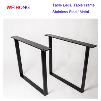U Shape Unique Style Furniture Wood Table Black Desk Frame Stainless ...