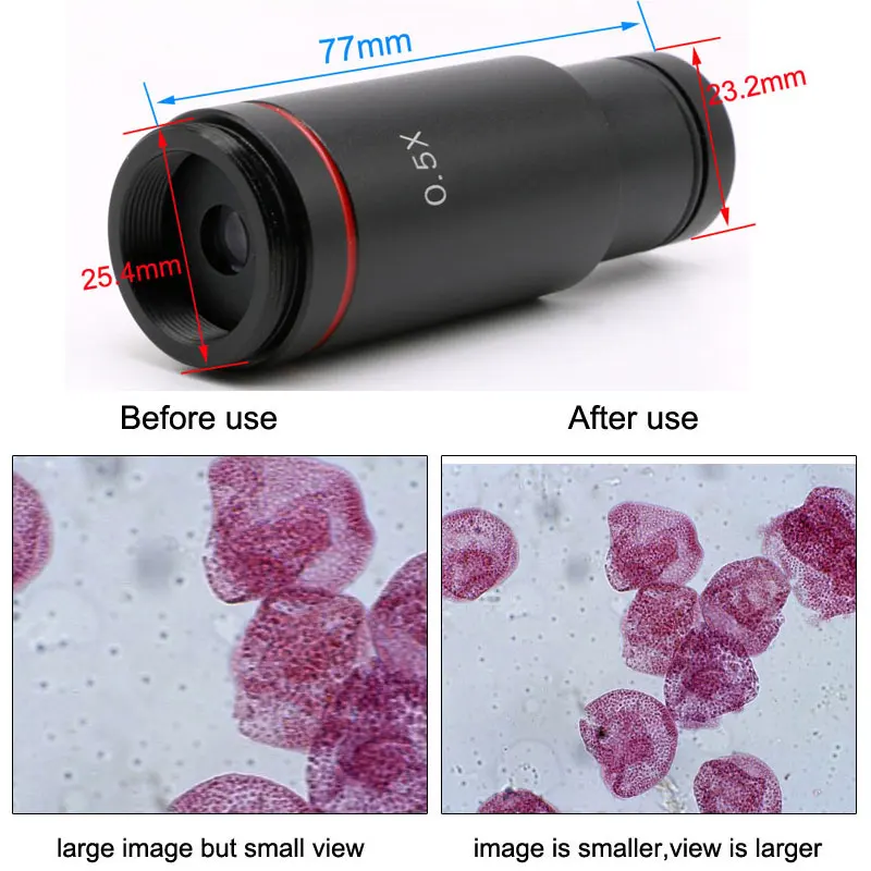 Microscope Camera 0.5x Reduction Lens for Stereo Microscope
