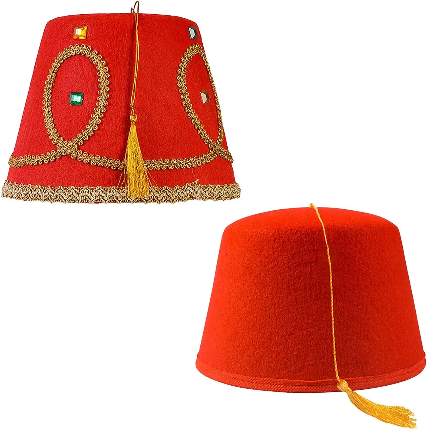 Hats & Headgear Deluxe Red And Gold Fez Hat Costume Shriner Casablanca ...