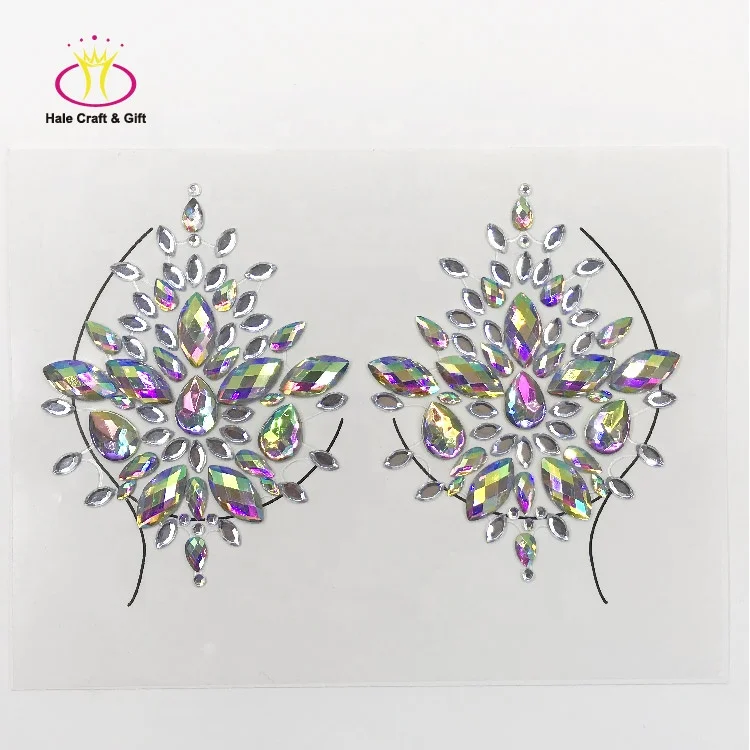 Glitter Rhinestone Crystal Stick On Face Body Art Nipple Jewels Chest ...