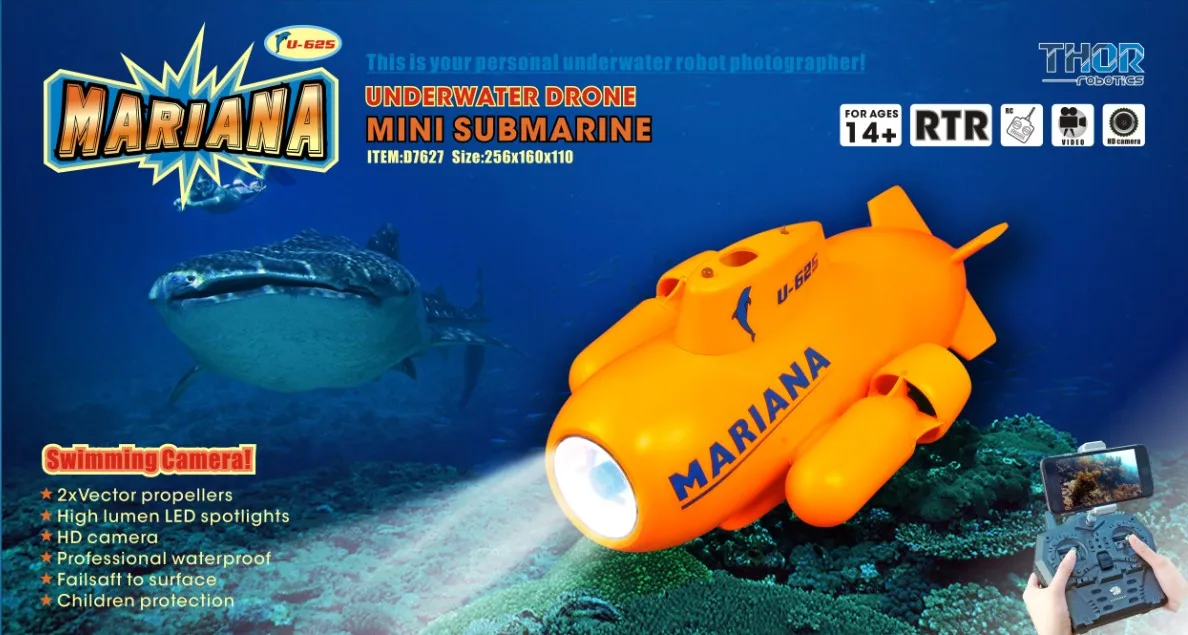 Thor Robotics Mariana Mini Submarine RTR RC Submarine Toy - Fun Remote ...