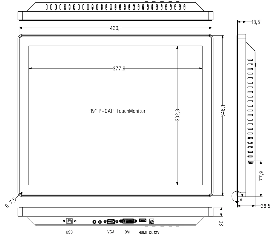19 Inch Pcap Multi Point Waterproof Touch Screen Monitor for Kiosk