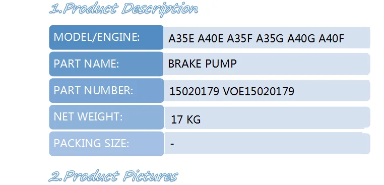 A35E A40E A35F A35G A40G A40F Brake Pump - VOLVO 15020179