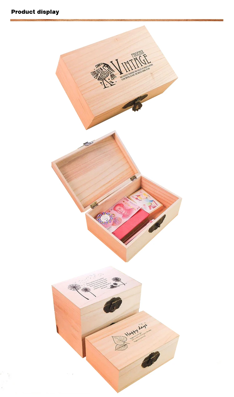 Custom Logo Wood Box With Magnet Lid Wood Boxes Hinged Lid Wooden Gift ...