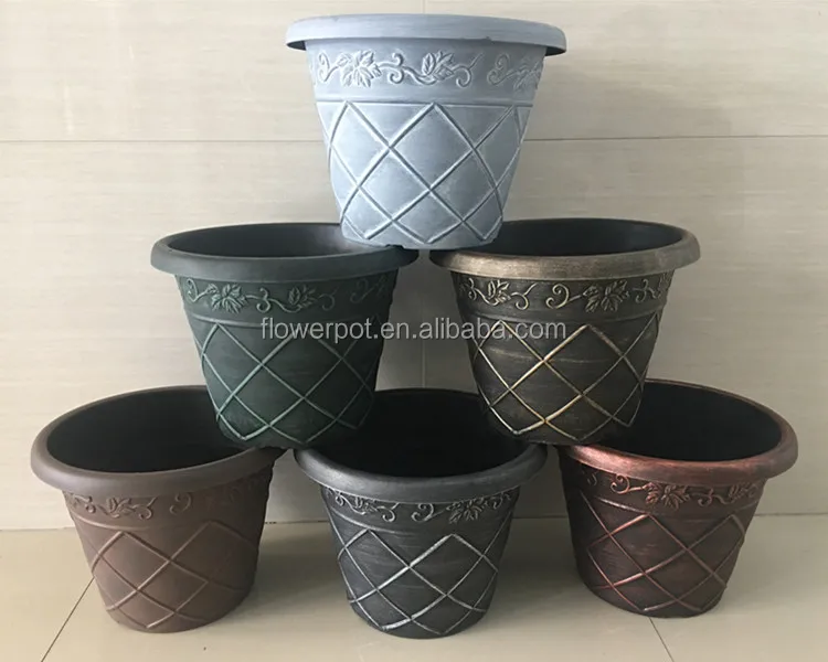 Round Decorative Colorful Plastic Flowerpots Big Outdoor Flowerpot ...