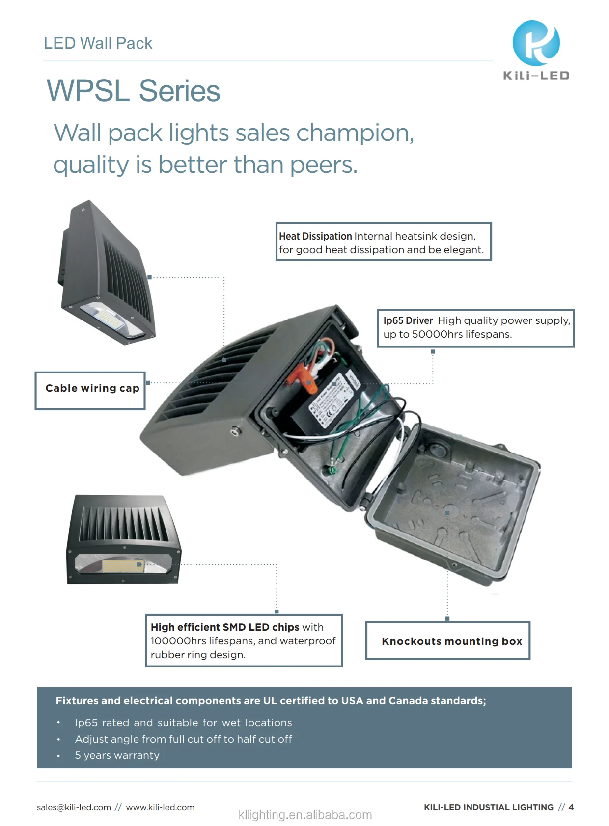 Built In Photocell Sensor Mini Wall Pack Fixture Led Light 35w ...