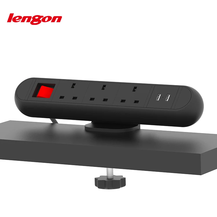 Power Extension Socket 2m Cable Multiple Office Desk Clip Power Usb ...