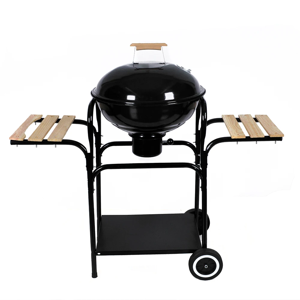 Charcoal BBQ Grill - Portable Square Smoker with Trolley