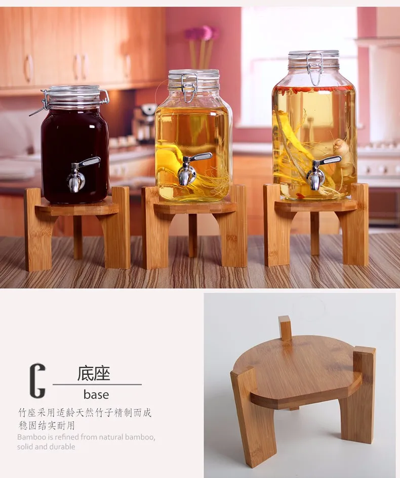 Large Size Storage Glass Jar With Tap,Glass Beverage Dispenser With ...