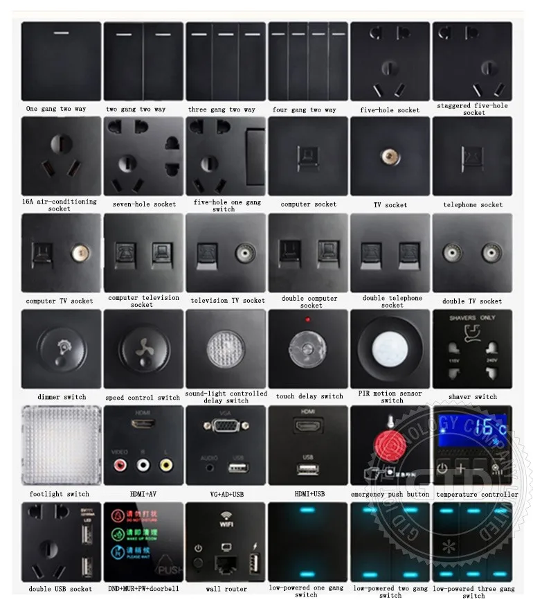 15b Series Luxury Hotel Bedside Wall Intelligent Push Button Switch ...