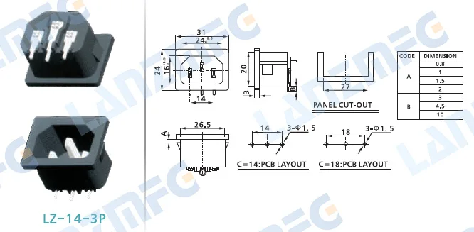 IEC 60320 C16 Appliance Inlet - Reliable AC Socket Solution