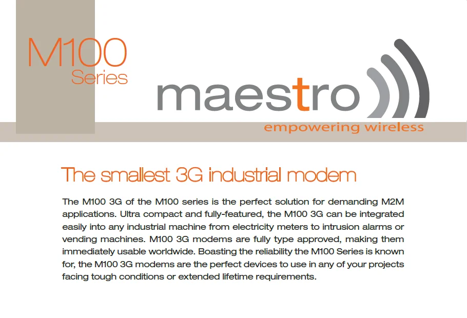 Maestro M100 3G Modem RS485 - Compact Industrial Solution