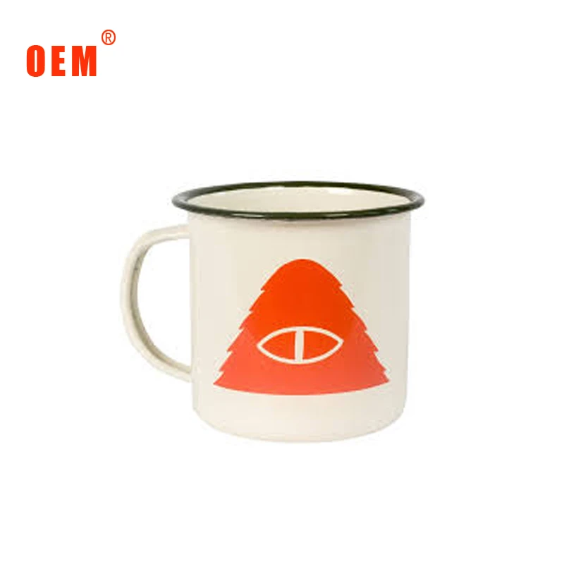 Different Color Choice Enamel Looks Ceramic Enamel White Mug Orange ...