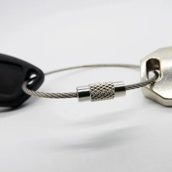 Stainless Steel Wire Keychain Cable Screw Clasp Key Ring Luggage Tag ...