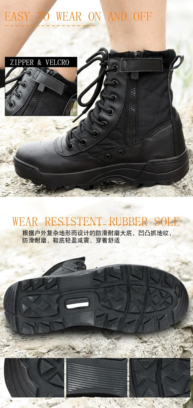 High Quality Korean Military Desert Combat Boots Black Ankle Canvas ...