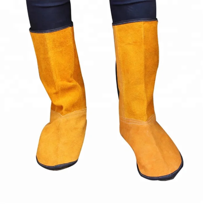 Heavy Duty Leather Fire Flame Retardant Protective Welding Leg Guard ...