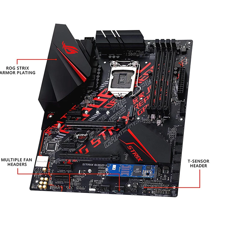 Used ASUS ROG STRIX B360-H Gaming Motherboard, RGB LED, LGA 1151