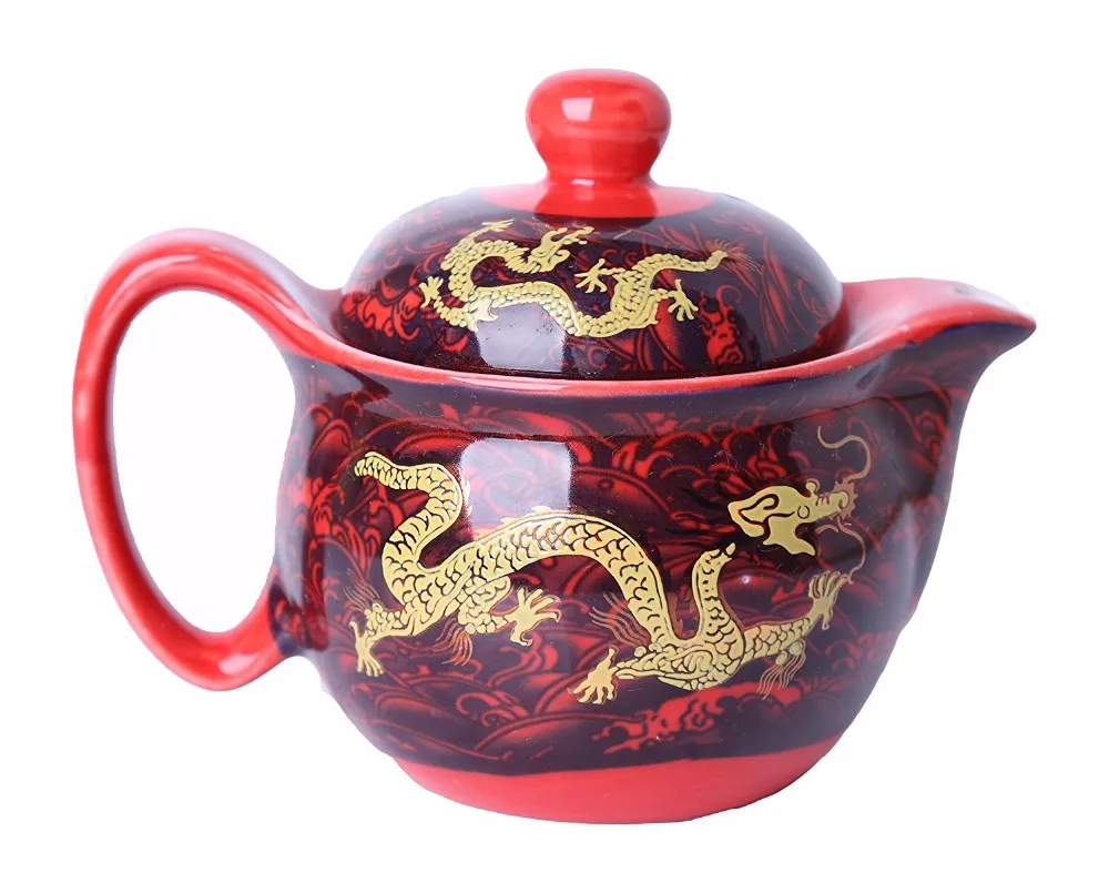 High Quality Handmade Chinese Traditional Red Dragon Ceramic Tea Set ...