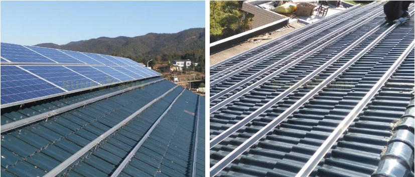 Aluminum Solar Rail for PV Panel Roof Mounting - 10 Years Warranty
