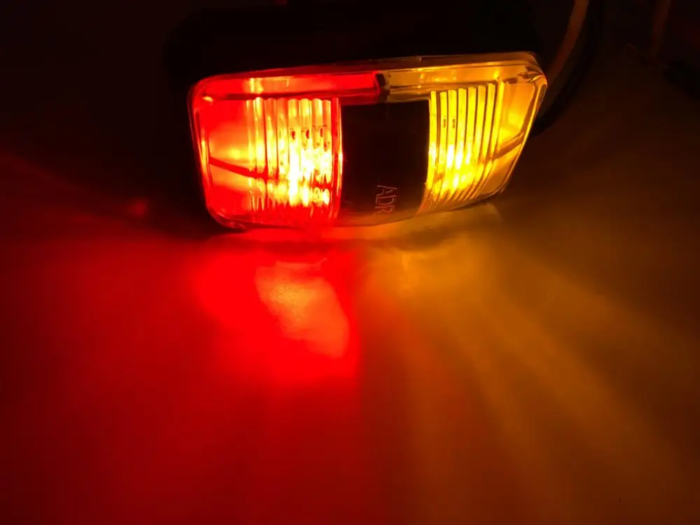 Amber & Red Bus Light 4leds Led Side Marker Lights 10-30v Adr Led Lamp ...