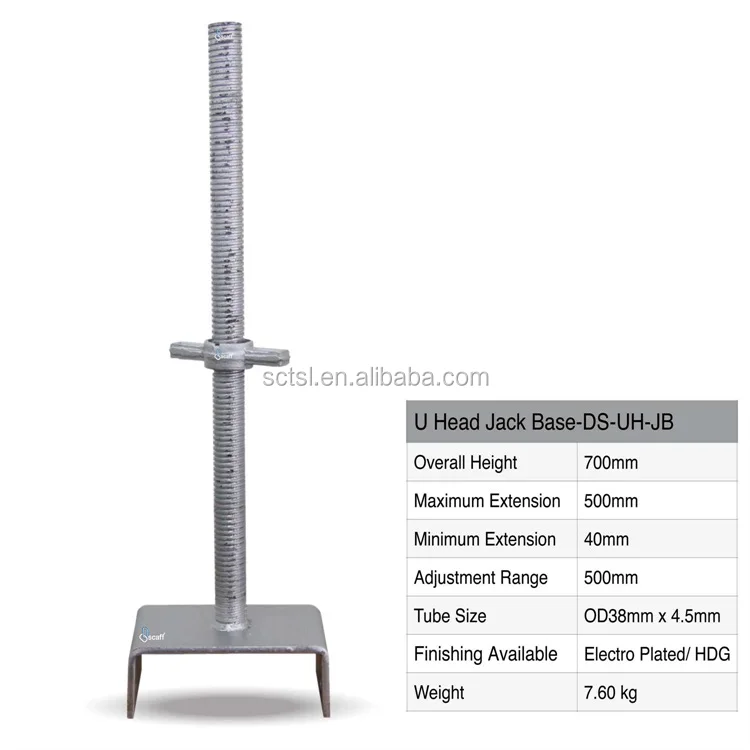 Steel Galvanized Scaffolding U Head Jack Base Prop U Head Screw Jack ...
